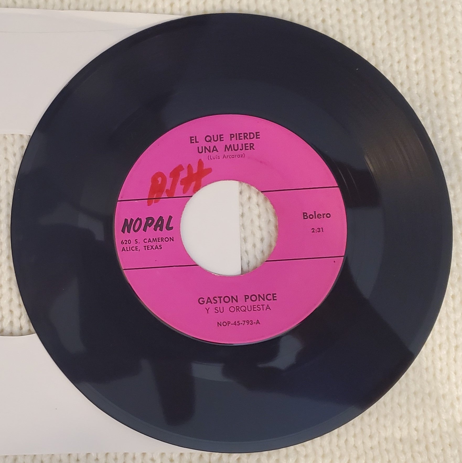 Gaston Ponce y Su Orquesta "El Que Pierde Una Mujer" 45 (USED) - Nopal ...